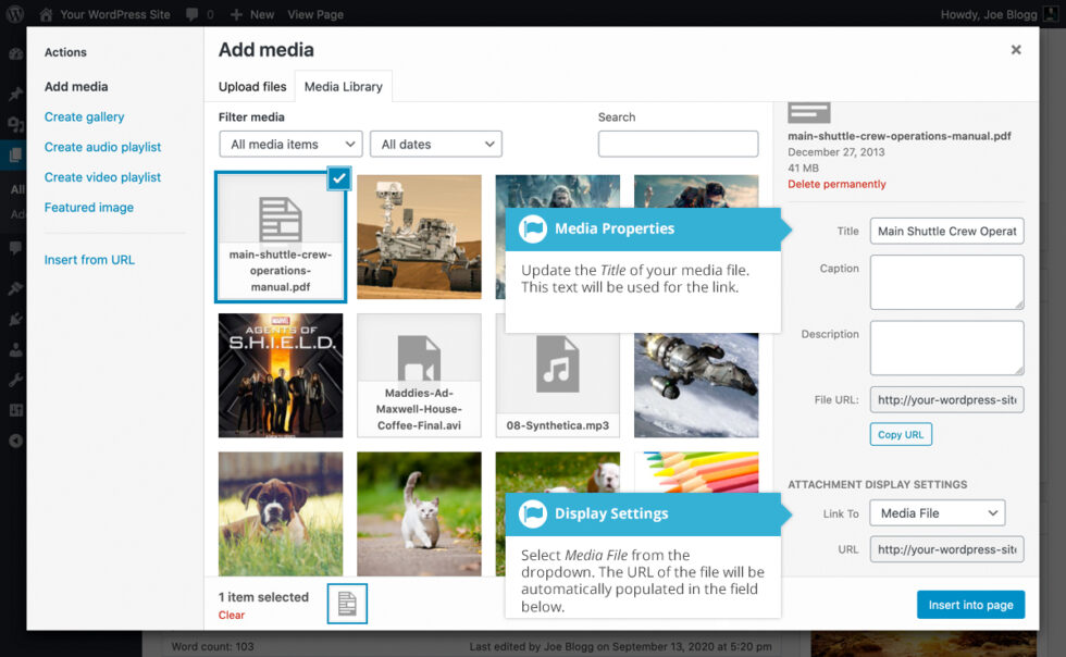 Inserting Links to Media Files - Easy WP Guide
