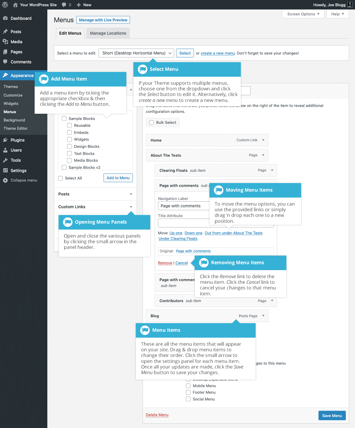 Updating The WordPress Menu Easy WP Guide